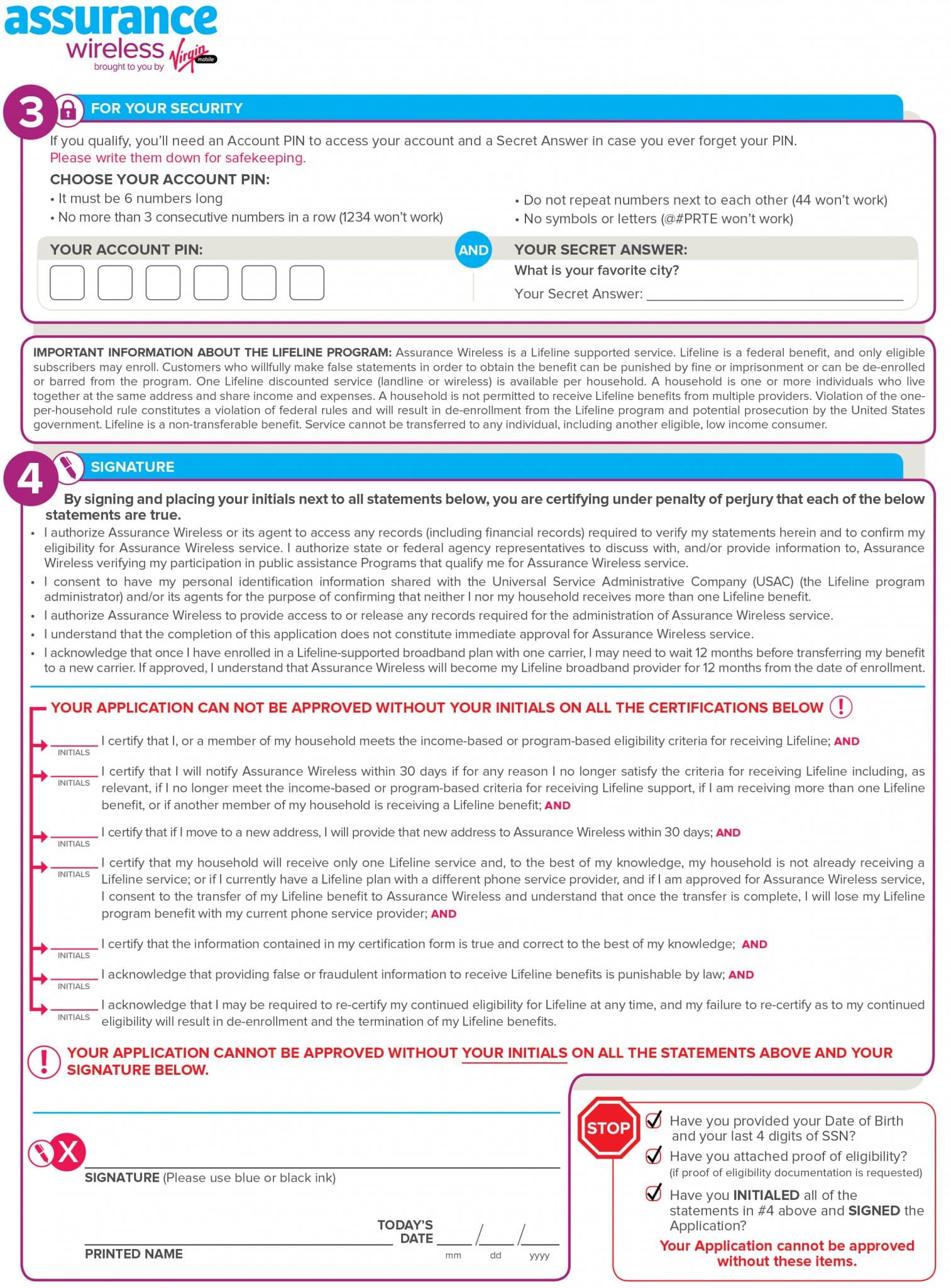 Submitting Assurance Wireless Online Application Form